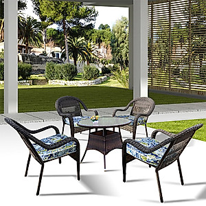 JMGBird Outdoor Chair Cushions Set of 4 Patio Cushions D16 x W17 Inch with Ties, Outdoor Chair Pad for Patio Furniture Upgrade Thicker