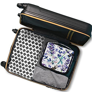 Dragonfly Purple Flower Travel Toiletry Bag Cosmetic Makeup Bag for Women Men Hanging Hook Wash Toiletries Portable Toiletry Bags Organizer