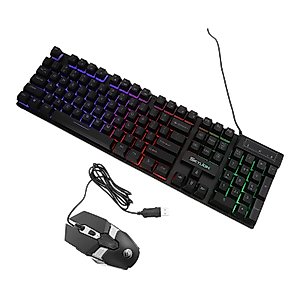 OSALADI 1 Set Keyboard and Mouse Set RGB Backlight Backlit Gaming Keyboard Replacement RGB Keyboard Office Keyboard Wired Keyboard and Black Laptop Modern keycaps pbt USB abs h600