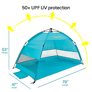 Alvantor Beach Tent Coolhut Plus Beach Umbrella Sun Shelter Cabana Automatic Pop Up UPF 50 Sun Shade Portable Camping Hiking Canopy Easy Set Up Light Weight Windproof Stable 2-3 Person