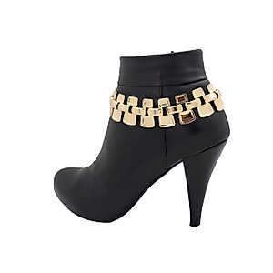 Women Fashion Jewelry Boot Bracelet Mesh Metal Chain Links Heels Shoe Charm Gold Color