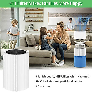 Laukowind Replacement Filters for Blueair Blue Pure 411 411+ Auto Mini - HEPA Parts with Silent Activated Carbon, Fit for Cleaner Pet Filter - 2 Pack