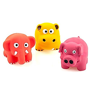 CHIWAVA 3 Pack 3.2'' Squeak Latex Puppy Toy Lovely Standing Animal Sets Pet Interactive Play for Small Dogs Assorted Color