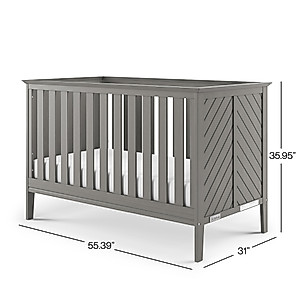 Child Craft Atwood Crib, Dresser and Chest Nursery Set, 3-Piece, Includes 3-in-1 Convertible Crib, Dresser and Chest, Grows with Your Baby (Lunar Gray)