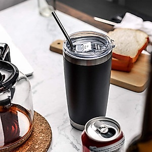 COMOOO 20oz Tumbler Stainless Steel Insulated Travel Mug Vacuum Double Wall Coffee Cup for Hot Beverage and Cold Drinks,Home and Outdoor（Black, 1 Pack）