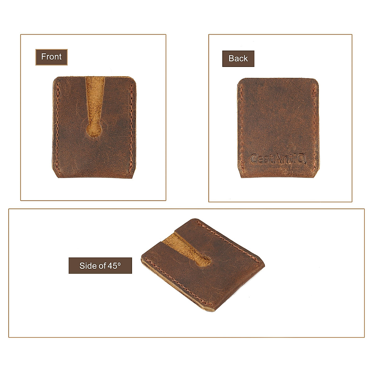 CestAntiQ Leather Double Edge Safety Razor Head Protective Sheath,Brown Shaving Razor Travel Cover, Safety Razor Head Guard, Leather Razor Case, Double Edge Razor Protector, Shaving Accessories Pouch