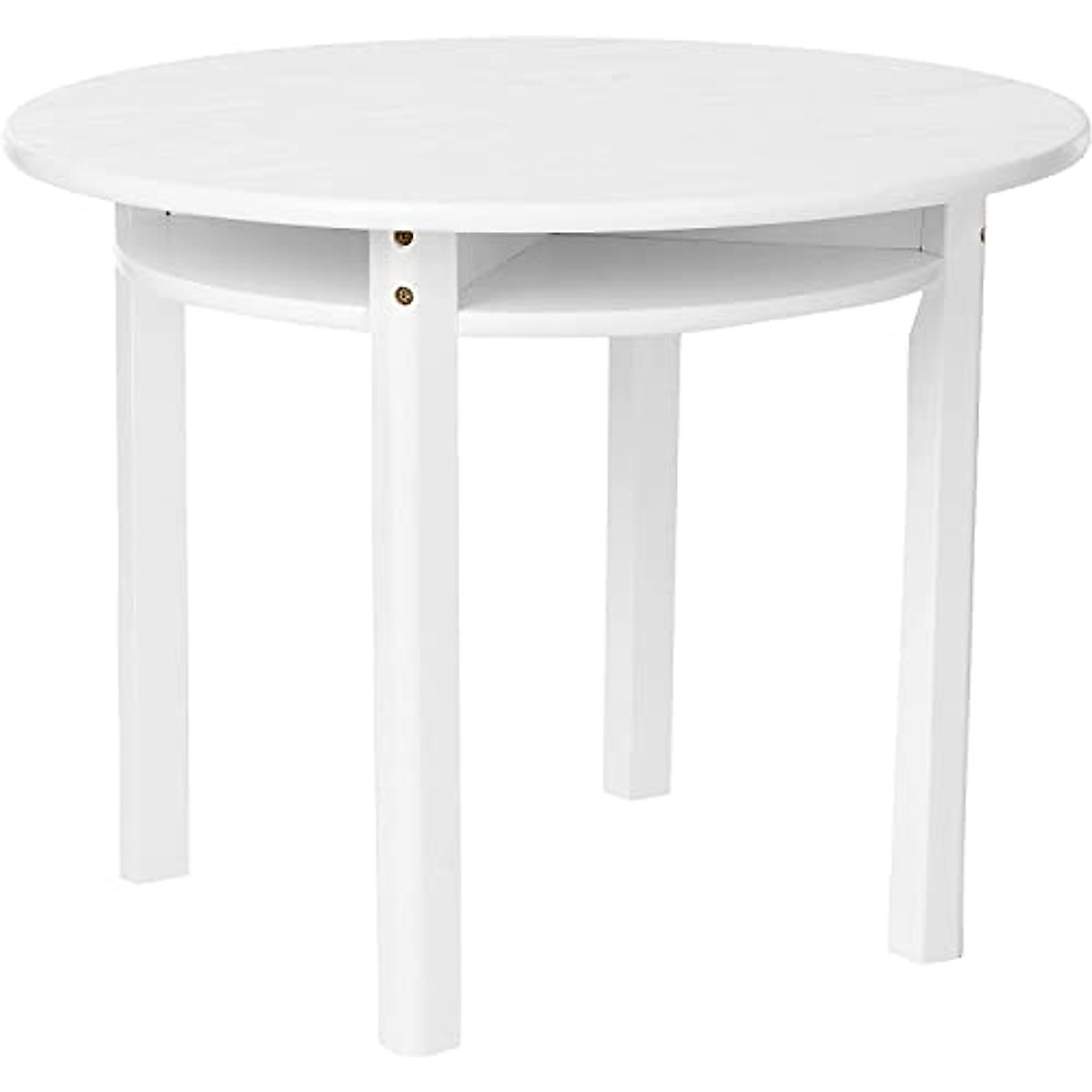 Lipper International Child's Round Table with Shelf and 2 Chairs, White