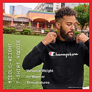 Champion Hoodie, Cotton Mid-Weight Hooded T-Shirt, Comfortable Men's Tee, Navy-549921, X-Large