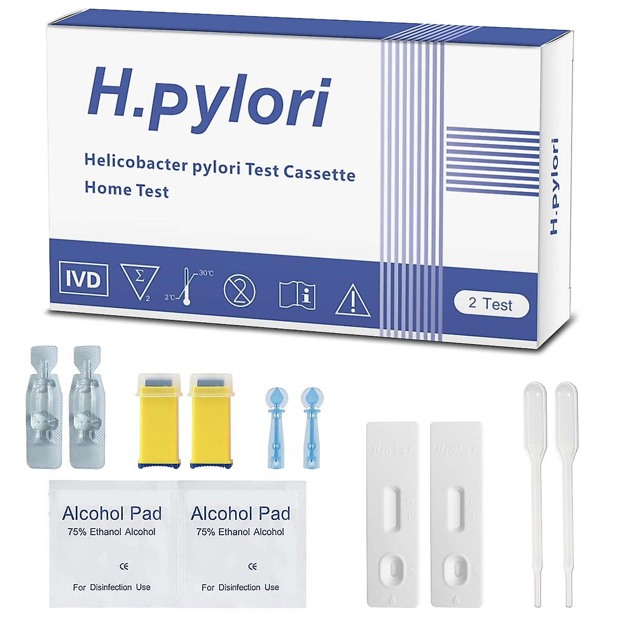 H Pylori Test Kit at Home - Helicobacter Pylori (Self-Test) Home Test Kit - Fast and Accurate, Results in 10-15 Minutes, No Lab Visit Required, 2 Tests