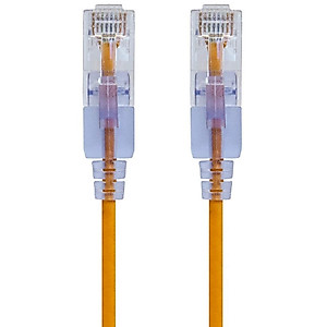 Monoprice - 116322 SlimRun Cat6A Ethernet Patch Cable - Snagless RJ45 UTP Pure Bare Copper Wire 10G 30AWG 3ft Yellow 10-Pack