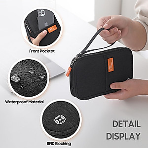 Travel Passport Wallet, RFID Family Passport Holder Large, Lightweight Passport Cover Case Waterproof Bag Document Organizer for Women & Men-Black