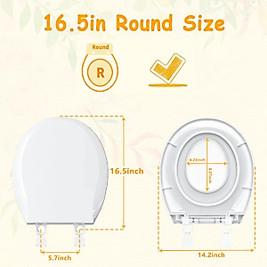 Potty Training Seat Built-in Toilet Seat, Round Toilet Seat 16.5inch with Baby Seat 2 in 1 Soft Close Quiet No Slapping, Magnetic Absorption, Easy Installation for Bottom Fixing Toilet