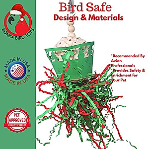 Bonka Bird Toys Merry Christmas Festival Small Bird Toy Natural Sola Chew Foraging Treat Cockatiels Parakeets Conures and Similar Birds (2454 Green)