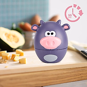 Eboxer Kitchen Timer Cute Cartoon Cooking Timer 55-Minute Mechanical Countdown Timer for Cooking, Games, Exercising and so on(Purple-01)