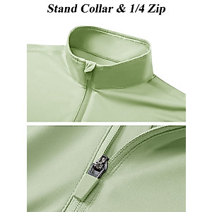 TACVASEN Women's Sun Shirts UV Protection Shirt Long Sleeve Workout Tops for Women Quarter Zip Pullover Light green, XL