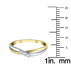 Three Stone Diamond Two Tone Ring in 10K White Gold