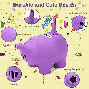Balloon Pump,AcmyslaT Electric Balloon Pump Kit 600W 110V,Cute Elephant Balloon Air Pump with Tying Tool,Dot Glue,Flower Clip for Party/Wedding/Christmas/Birthday/Ceremony Decoration (Purple)