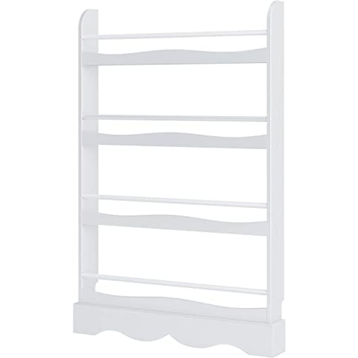ABBWOBOX 4-Tier Bookshelf, 31.5L x 5.3W x 46.5H Wall Mounted Floating Display Storage Shelves Book Rack, Organizer Stand for Books Toys in Playroom Living Room Bedroom, White