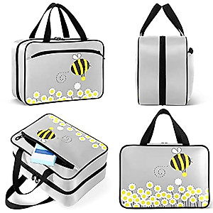 Naanle Medicine Storage Bag Bumblebee Blooming Daisies Empty Large Family First Aid Box Pill Bottle Organizer for Home Office Car Outdoor Travel Camping Emergency Medical Supplies