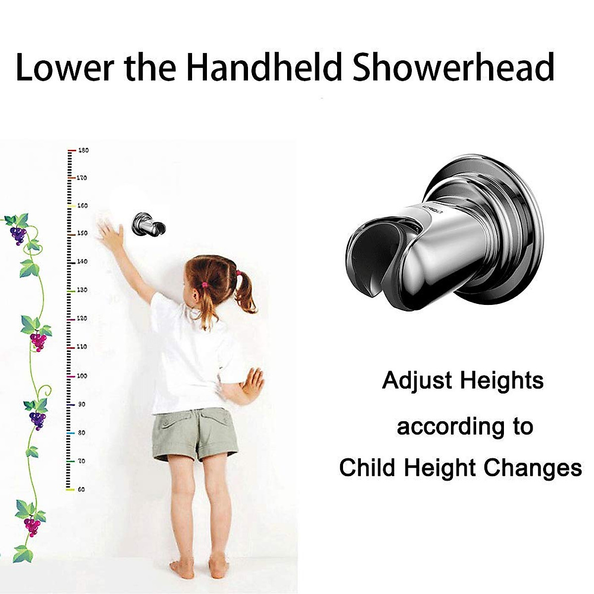 BOPai Vacuum Suction Cup Shower Head Holder,Adjustable 20 Degrees From the Wall