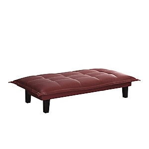 DHP Lodge Convertible Futon Couch Bed with Microfiber Upholstery and Wood Legs, Red