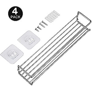 X-Chef Spice Rack Wall Mount, 4 Hanging Spice Racks Spice Organizers for Cabinet Pantry Door, Kitchen Cupboard, Seasoning Storage Spice Shelf, Chrome Finished