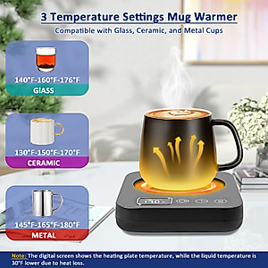 Smart Coffee Mug Warmer - 30W Coffee Cup Warmer for Desk with Temp Display & 2-12H Timer, Auto Shut Off & Gravity Sensor Coffee Cup Warmer with 3 Temp Settings for Coffee Beverage Milk Tea (No Cup)