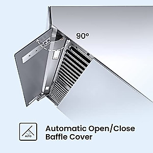 FOTILE JQG7501.G 30" Range Hood | Unique Side-Draft Design for Under Cabinet or Wall Mount | Modern Kitchen Vent Hood | Powerful Motor | LED Lights | Silver Grey Tempered Glass Surface