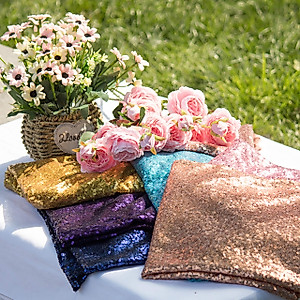 JYFLZQ Fuchsia Sequin Tablecloth 50" x 50" Small Square Sparkly Drape Table Cloths Table Cover Overlay for Wedding Birthday Party Baby Bridal Shower