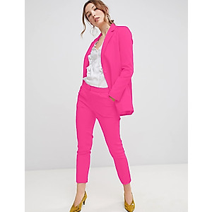 EXTRO&VERT Boyfriend Blazer Jackets for Women Single Button Side Pockets Suit Jacket for Casual Business Hot Pink