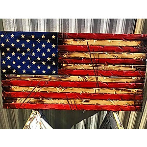 Handmade Rustic Wooden "Battle Tested" American Flag.