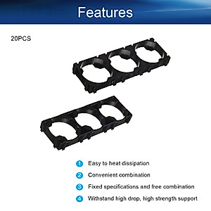 Heyiarbeit 20pcs 26650 Lithium Battery Triple Holder Bracket 3 Cell Safety Spacer Radiating Shell for DIY Battery Pack