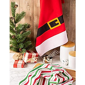 DII Holiday Dish Towels Christmas Kitchen Décor, 18x28, Santa Belt, 2 Piece