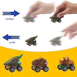 Dinosaur Toys for Kids 3-7,Toddler Dinosaur Toy with Music, Roaring Sound and Flashing Light, 14 in 1 Dinosaur Car Toy Truck with 3 Dino Cars, 3 Dino Figures, 2 Rocks, 2 Trees, 1 Ladder and 1 Door