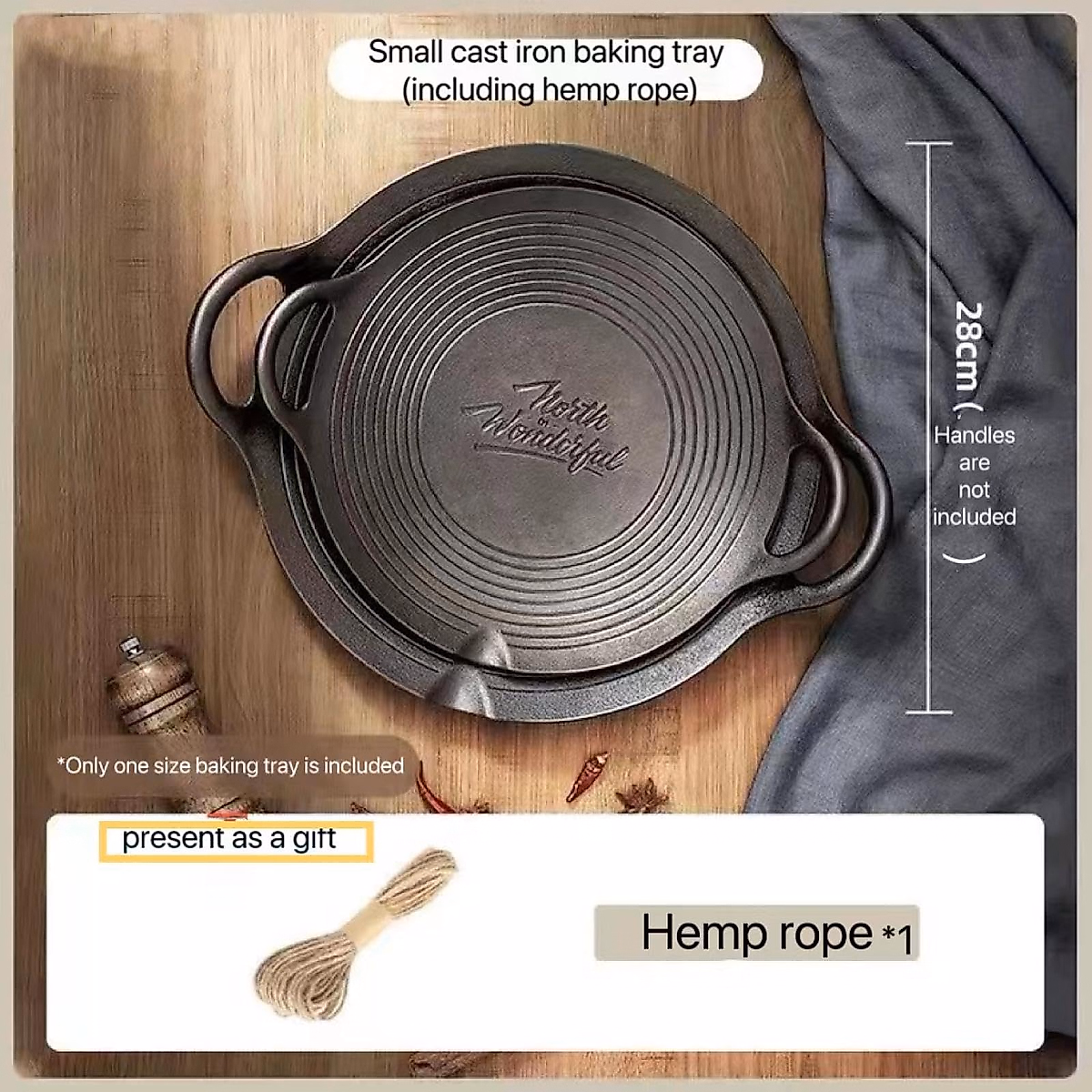 HAZURE Outdoor Grill pan cast Iron pan Casserole Grill pan Korean Style teppanyaki Grill pan barbecure Grill pan for Home use Round Ear Baking Dish 33cm