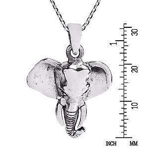AeraVida Trendy Safari Elephant Head .925 Sterling Silver Pendant Necklace | Casual Necklace Jewelry for Women | Jewelry Gift