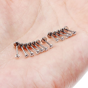 Dyknasz 20G Threadless Nose Stud Threadless Earring Set Surgical Steel Push in Nose Rings Studs for Women Nose Piercing Jewelry for Men Flat Back Cartilage Helix Tragus Earrings 2mm