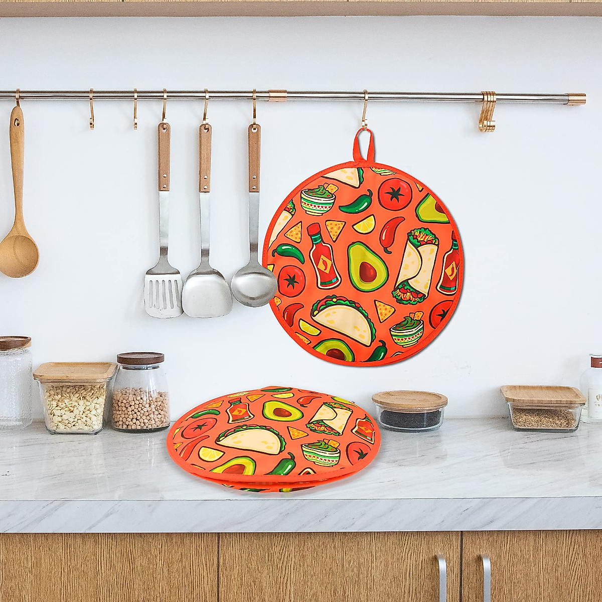 ZKOO Tortilla Warmer Pouch 12-Inch, Insulated Tortilla Holder -Microwavable Use Fabric Bag to Keep Food Warm.Ideal for Tortillas & Breads! (1, Orange)