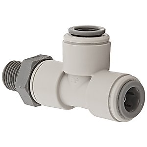 John Guest Acetal Copolymer Tube Fitting, Swivel Male Run Tee, 3/8" Tube OD x 3/8" Tube OD x 1/4" NPTF Male (Pack of 10)