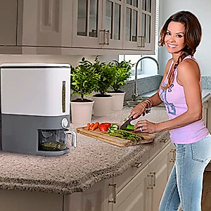 20 Lbs Rice Dispenser, Large Dry Food Container With Lid, Rice Storage Container With Measuring Cylinder, Cereal Dispenser Moisture Proof Household Food Dispenser Bucket, Kitchen Orgainzation Pantry Strore for Dry Food