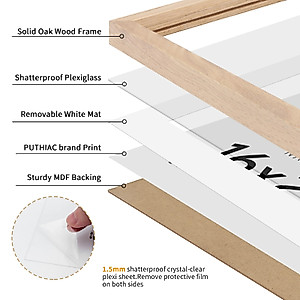 puthiac 16x20 Picture Frames for Wall - Minimalist 16x20 Oak Wood Frames, 16"x20" Picture Frame Wood, Natural Solid Wooden Picture Frames for Wall Art Photo and Prints(1 Pack, Beige)