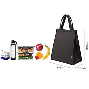 Black Lunch Bag for Men - Insulated Lunch Bags for Women Lunch Bag Tote with Zipper Lunch Tote Bag for Women Simple Lunch Box Reusable Insulated for Men Lunch Bags Small Adult Lunch Box Tote Bag