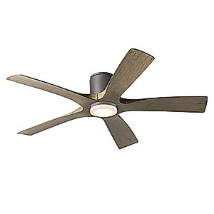 Modern Forms Aviator Smart Indoor and Outdoor 5-Blade Flush Mount Ceiling Fan 54in Graphite Weathered Gray with Remote Control (Light Kit Sold Separately) works with Alexa, and iOS or Android App