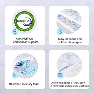 ESHINE Full Body Pillows for Adults - Full Body Pillow for Sleeping/Gel Infused Cooling Pillows/Shredded Memory Foam Pillows, Oeko-TEX/CertiPUR-US Certified, 20x54 Long Pillows…