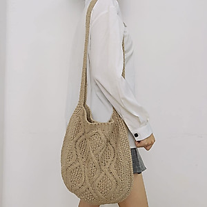 Women's Shoulder Handbags Y2K Fairy Grunge Crochet Tote Bag Aesthetic Hippie Crossbody Bag Alt Purse Accessories (Black)