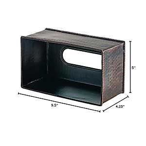 Heavyweight Tissue Box Holder, Luxury Hammered Oil Rubbed Bronze, Rectangular Size