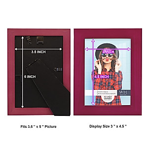 Renditions Gallery 3.5x5 inch Picture Frame Cherry Red Wood Grain Frame, Set of 2 High-end Modern Style, Made of Solid Wood and High Definition Glass for Wall and Tabletop Photo Display