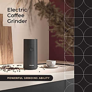 MuellerLiving Electric Coffee Grinder for Spice, Nut, Herbs and Coffee Beans, Sharp Blade, Stainless Steel - Black