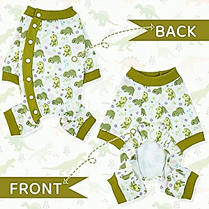 IDOMIK Dog Pajamas Clothes Breathable 4 Legged Pet Jumpsuits, Soft Cotton Onesies Pet Clothes for Small Medium Dog, Puppy Cat Cute Print Outfit Apparel Pjs Hair Cover Bodysuits Jammies for All Season