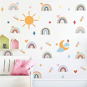 Rainbow Wall Decals Stickers Rainbow Wall Decor for Kids Room Little Girls Bedroom Nursery Playroom Daycare Classroom Parties Decoration (B)